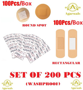 Agarwals Mediplast Washproof Round/Rectangular Plastic Adhesive Bandage ...