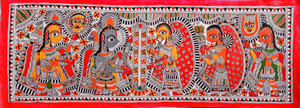 MITHILA HUNAR MADHUBANI PAINTING SITA SWAYAMVAR Acrylic 30 inch x 11 ...