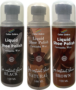 Color Zebra Liquid Shoe Polish | Color - Black (100 ML) Brown (100 ML ...