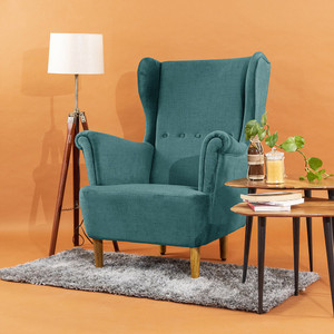 Wakefit Nicco Wing Chair Solid Wood Living Room Chair Price in India ...