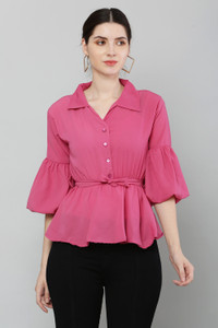 LOUSRICS Casual Solid Women Pink Top - Buy LOUSRICS Casual Solid Women ...