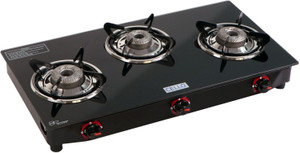 cello Premium 3 Burner Black Manual Ignition Glass Top Gas Stove,(ISI ...