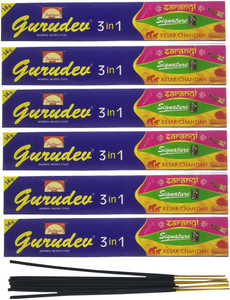 Utkarsh Pack of 6 (10 Sticks Per Box) Gurudev 3-In-1 Premium Agarbattis ...
