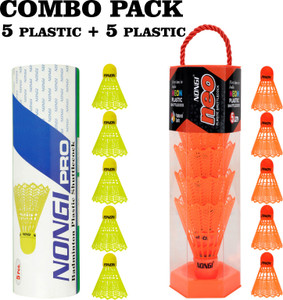 Nongi Badminton Shuttle (NEO & PRO) Combo Pack Of 10 Shuttle For Indoor ...