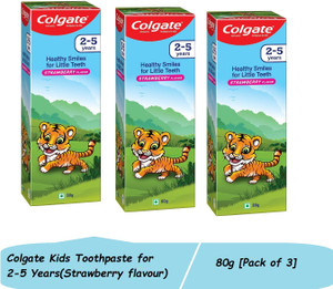 Colgate Kids Toothpaste for 2-5 Years (Strawberry flavour) - 80gm (Pack ...
