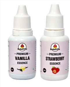 Bakefrillz Vanilla Essence & Strawberry Essence Food Flavour, 20 ml x 2 ...