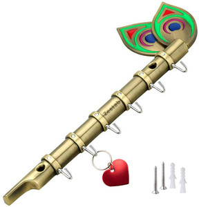 Zeetab Big Flute Krishna Key Holder with Diamond & 6 Hooks Brass Key ...