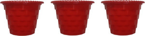 HOIVA Plastic Base Brick Style Planter Pot 4 Inch Red Brick Pot(Pack of ...