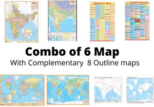 Pack of 6 ENGLISH (MAPS/CHARTS) India & World Map (Political & Physical ...