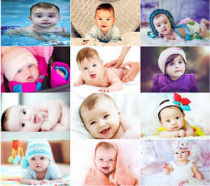 Self Adhesive Exclusive Cute Baby Posters Combo | Smiling Baby Poster ...
