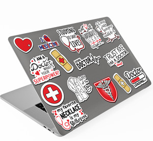 RINKON Doctor Stickers Dr Laptop Medical Doodle Doctors Nurse Vinyl ...