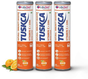 tuskca Vitamin C+Zinc-Amal -Immunity booster-20 Effervescent tab-Orange ...