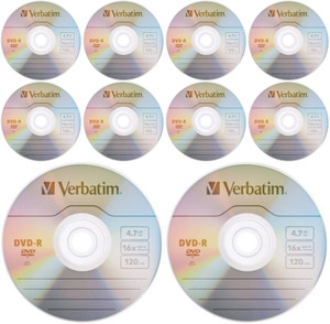 Verbatim DVD Recordable AZO 43523 Pack of 10 Cake Box Spindle Speed 16x ...