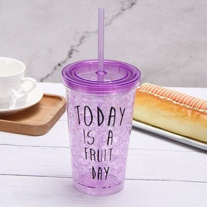 Elegant Lifestyle Double Layered Ice Sipper Creative Cold drink cup ...