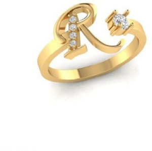 newicon newicon Heart Shape R Letter Diamond Ring for Girls and Womens ...