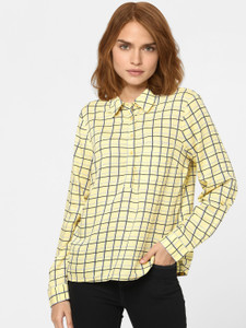 VERO MODA Casual Checkered Women Yellow Top - Buy VERO MODA Casual ...