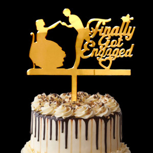Party Decorz Finally Got Engaged Cake Topper| Engagement Cake Topper ...
