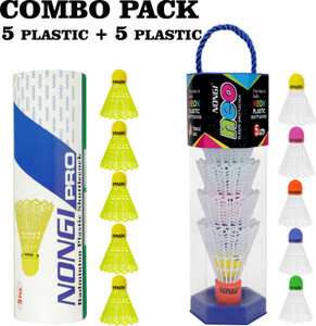 Nongi Badminton Shuttle (NEO & NEON) Combo Pack Of 10 Shuttle For ...