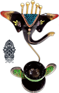 Swastika Craft Iron Metal Lord Ganesh Tea Light Candle Holder Pooja ...