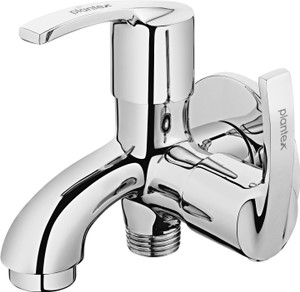 Plantex Brass Aqua 2 Way Bib Cock/Chrome Plated Bathroom Tap/Quarter ...