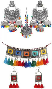 qto Alloy Silver Multicolor Jewellery Set Price in India - Buy qto ...