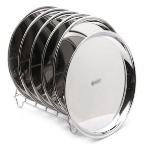 COCONUT Stainless Steel Kanchan Bogi Plate set of 6 - 12.5 inch - Model ...