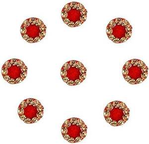 JKB TRADERS Medium Size Round Fancy Bindis for Women (Red Velvet with ...