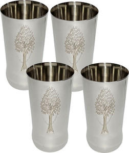 A & H ENTERPRISES (Pack of 4) Designer Floral Design Stainless Steel ...