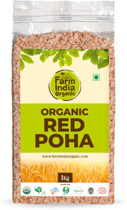 Farm India Organic Red Poha | USDA Organic | Vacuum Packed | 1 kg | 100 ...