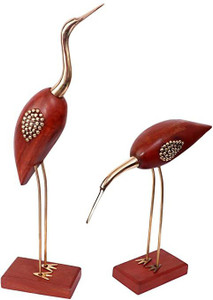 Vigeeyan Wooden and Brass Saras Pair Decorative Showpiece Decorative ...