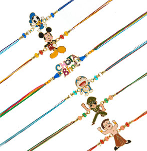 Pride Art Kids Pack of 6 Cartoon Character Rakhis with Roli Chawal ...