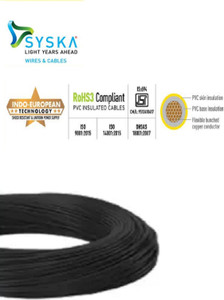 Syska PVC 1 sq/mm Black 90 m Wire Price in India - Buy Syska PVC 1 sq ...