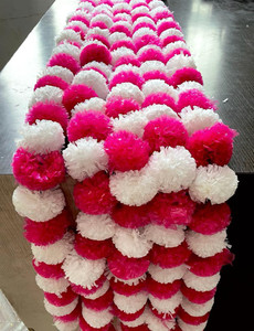 SPHINX Artificial Fluffy Marigold Flower Garland/String (White & Rani ...