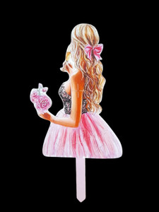 BAKERS4U Lady in Pink Girl Cake Topper | Cake Decorating Topper for ...