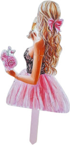 noble foods Lady in Pink Girl Cake Topper | Cake Decorating Topper for ...