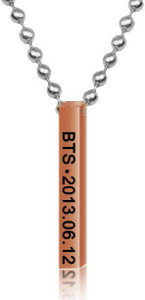 Stylewell Rose-Gold 3D Vertical BTS Name Date Engraved Bar Cuboid Stick ...