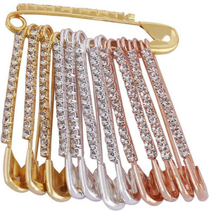 Vama Fashions Rose Gold Silver Plated Safety Saree Pin With Stones Sadi ...