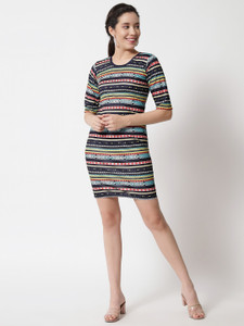 Kantha Women Bodycon Blue Above Knee/Mid Thigh Length Dress - Buy ...