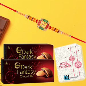 Ascension Swastik Kundan Meena Rakhi for Brother & 2 Dark Fantasy,Tilak ...