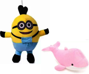 Nihan Enterprises Combo pack of Minion and Pink dolphin - 30 cm - Combo ...