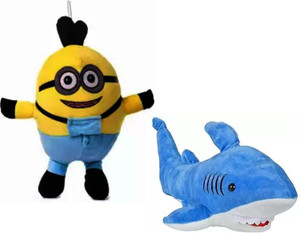 KPN Combo pack of Minion and Blue shark - 30 cm - Combo pack of Minion ...