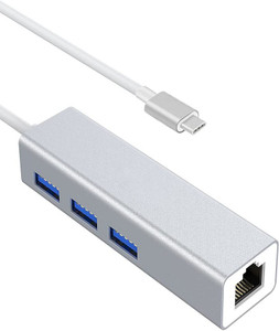 REC Trade 3 Port USB C to Ethernet Adapter, USB 3.0 Hub Ethernet with ...