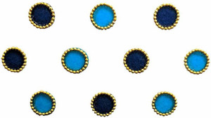 Comet Busters Round Blue Bindi With Gold Beads Border For Women (6 mm ...
