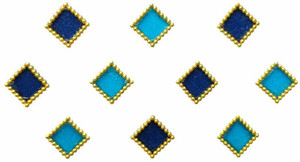 Comet Busters Square Beautiful Blue Bindi With Gold Beads Border For ...