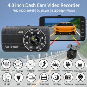 Sound Boss Dual Camera Dash Rear-view 4" DVR Monitor Built-in G-Sensor ...