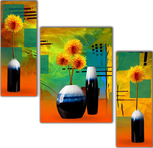 WALLMAX Set of 3 Flower UV Textured Wall Painting Digital Reprint 12 ...