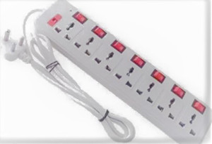 D-DEVOX SB-7 Socket Extension Board With 3M Long Wire Fuse LED 7 Socket ...