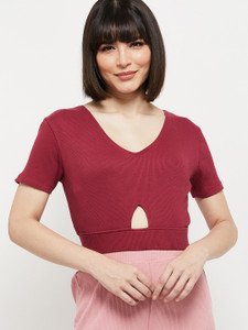 MAX Casual Solid Women Red Top - Buy MAX Casual Solid Women Red Top ...