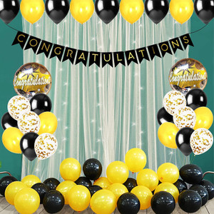 GrandShop Congratulations Balloons Banner LED Lights Decoration Black ...