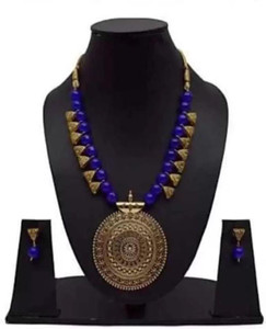 qto Alloy Gold-plated Blue, Gold Jewellery Set Price in India - Buy qto ...